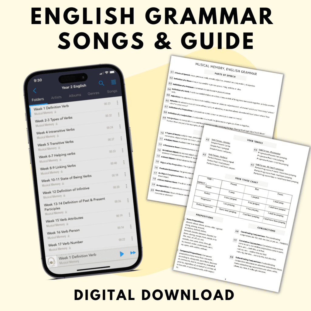 English Grammar Songs Homeschool Musical Memory Work