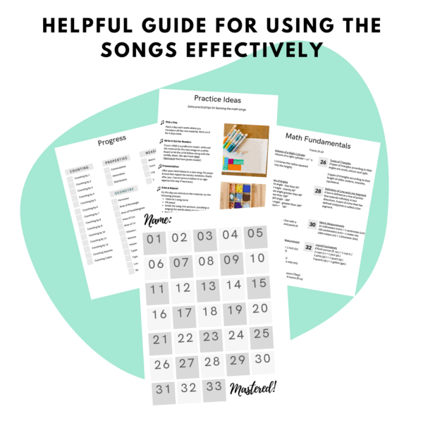 33 Math Songs For Kids Ages 4-10 [Instant Download] - Musical Memory