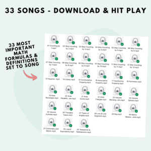 33 Math Songs For Kids Ages 4-10 [Instant Download] - Musical Memory